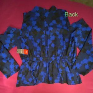 BOLD elements | Tops | Bold Elements Blue Floral Cold Shoulder Blouse ...